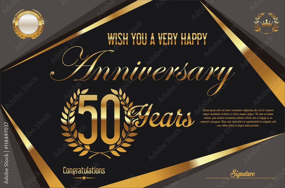 Retro vintage anniversary background 50 years Stock Vector | Adobe Stock