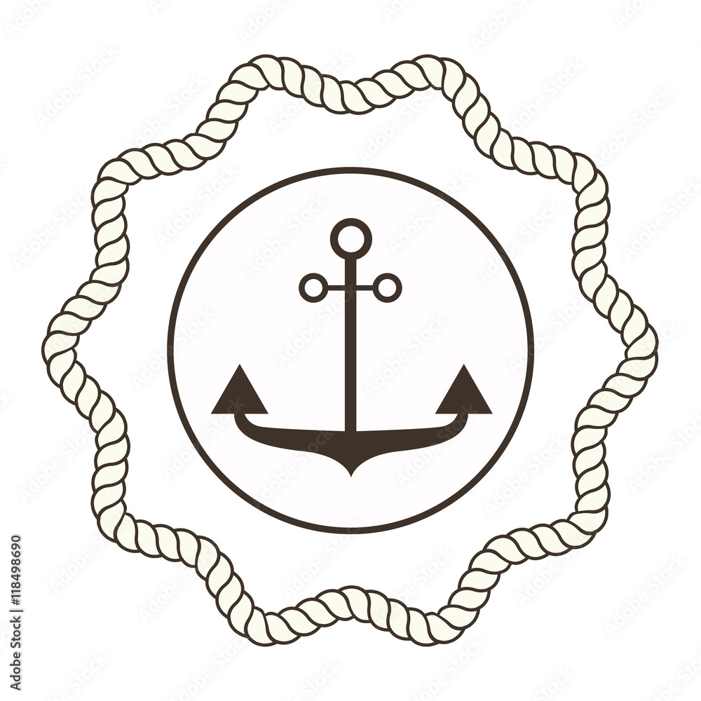 Vintage retro anchor badge and label. Vector sign anchor sea ocean ship ...