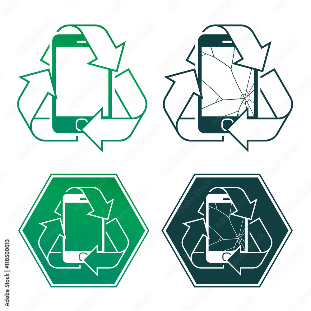 Mobile phone encircled by a recycling icon Stock Vector | Adobe Stock