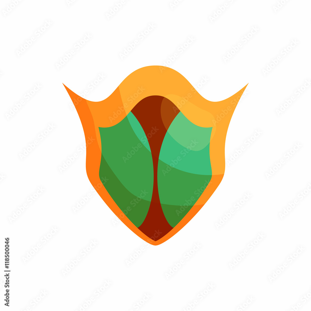 Protection shield icon in cartoon style isolated on white background ...