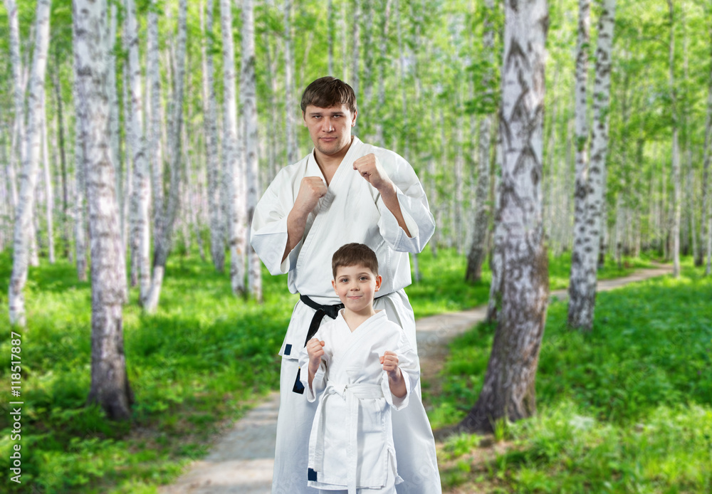 Karate master with his young student Stock Photo | Adobe Stock