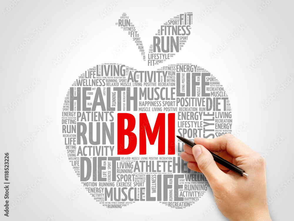 BMI - Body Mass Index apple word cloud collage, health concept ...