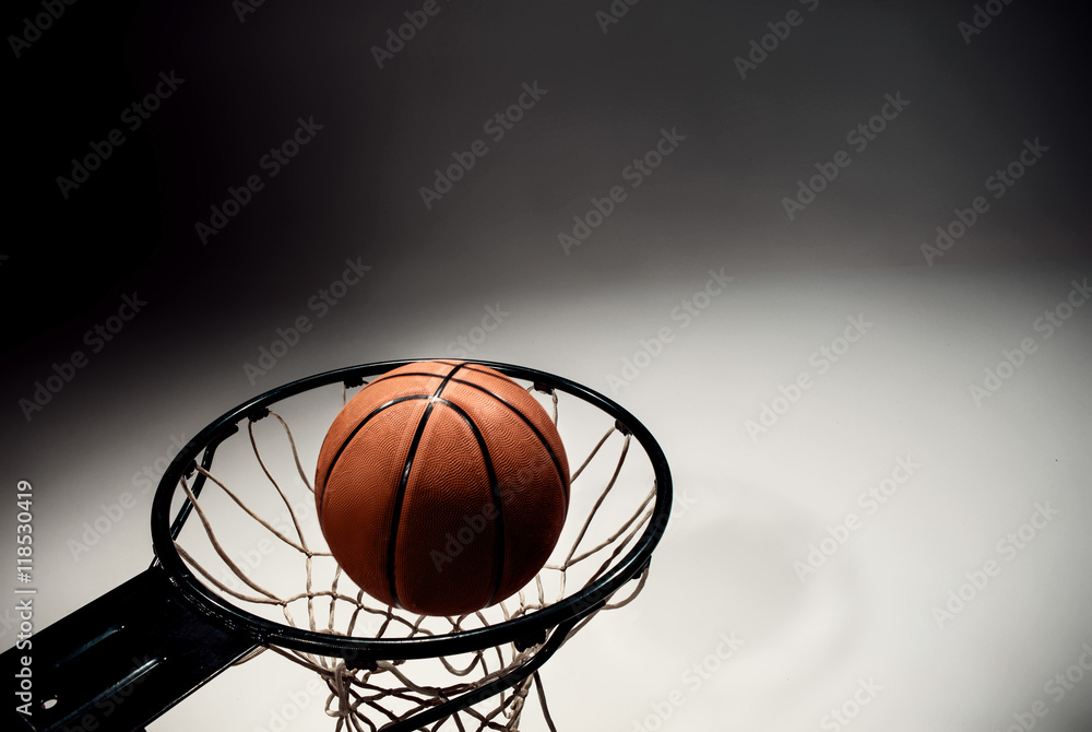 Basketball board and basketball ball on gray background Stock Photo ...