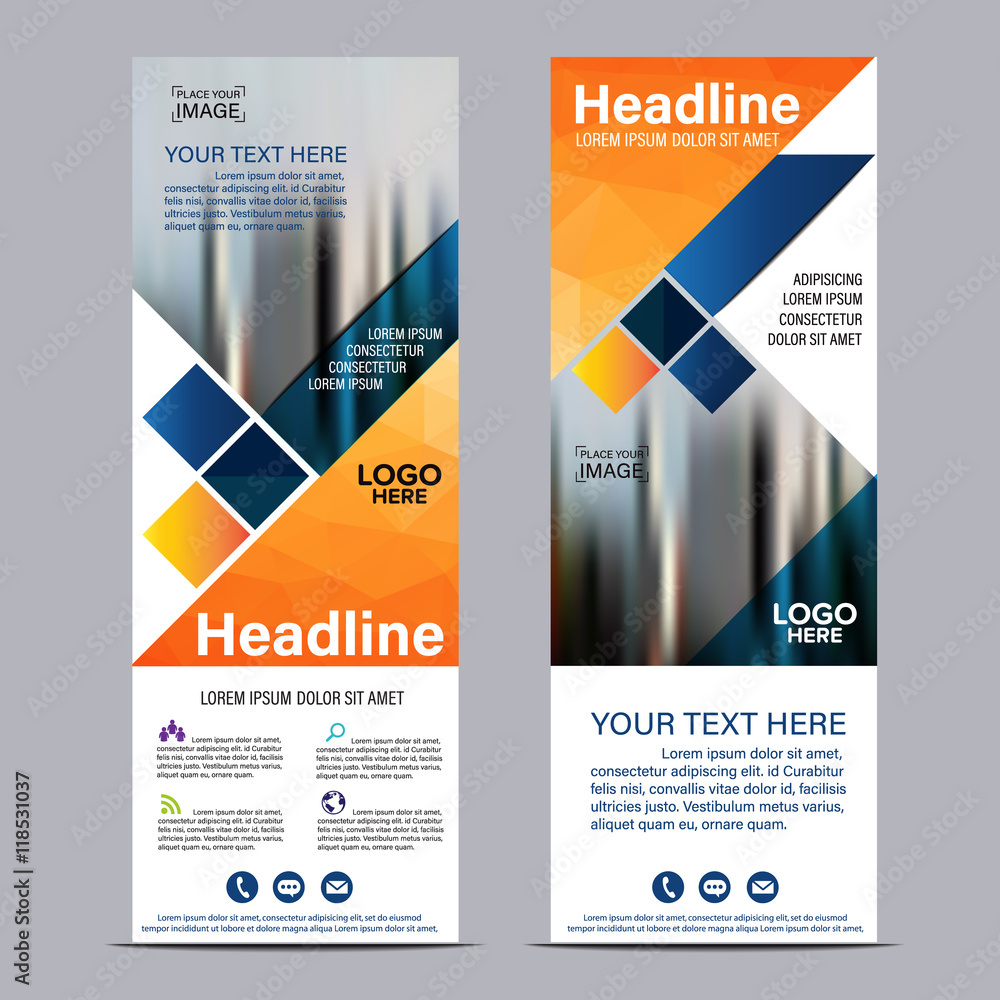 Roll up stand flag flyer banner backdrop design layout template mock up ...