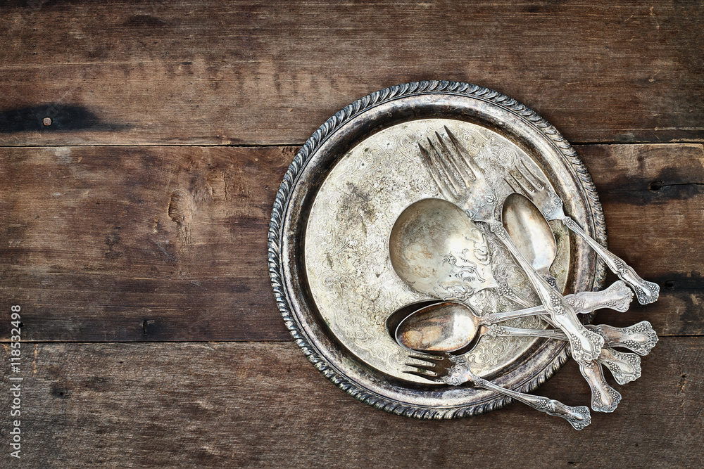 Photo & Art Print Antique Silverware and Plate, Stephanie Frey