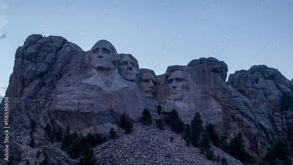 Time lapse video of Mount Rushmore with the camera zooming in on the ...