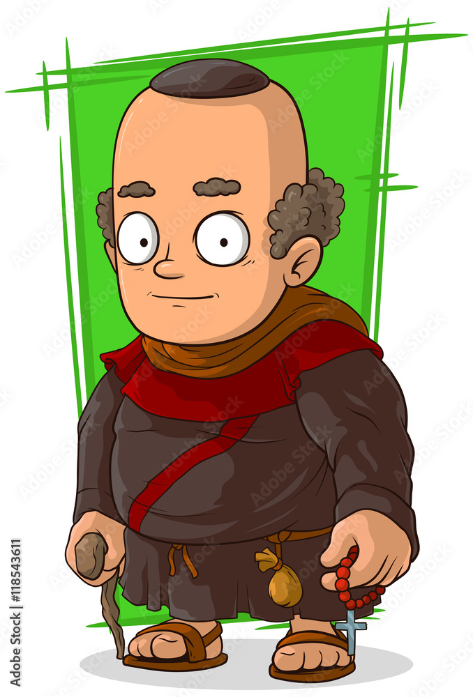 Cartoon old standing monk Stock Vector | Adobe Stock