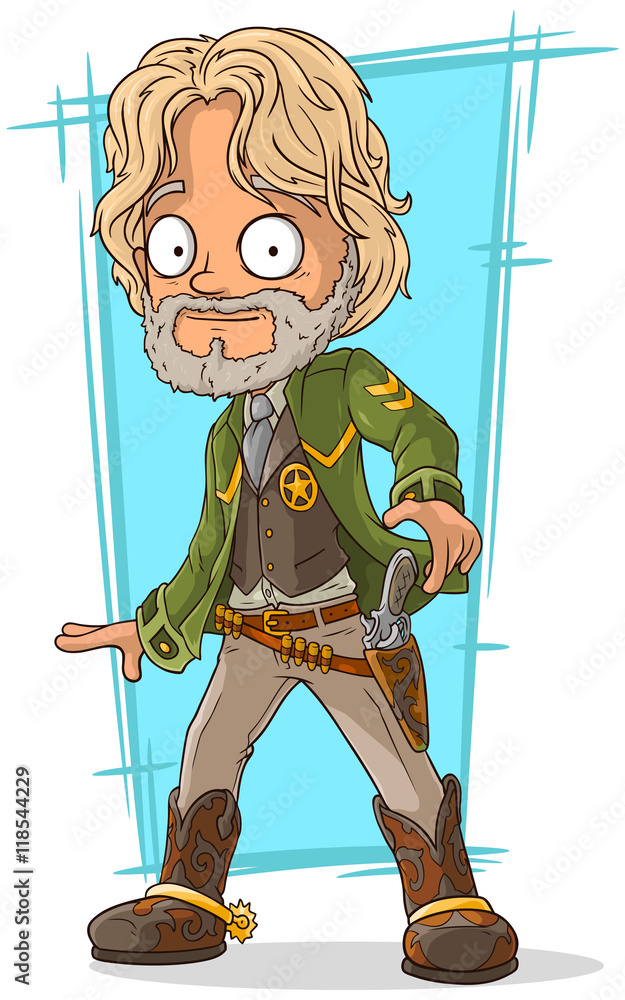 Cartoon sheriff in cool boots with gun Stock Vector | Adobe Stock
