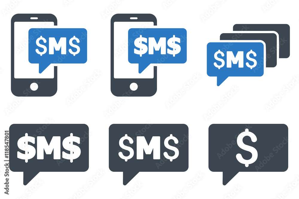 Vetor de SMS Messages vector icons. Icon style is bicolor smooth blue ...