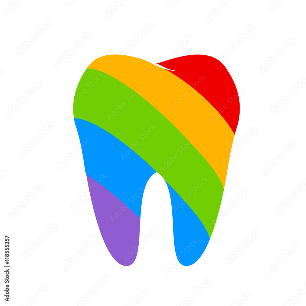 Tooth vector design. Rainbow teeth concept, isolated on white background. Stock Vector | Adobe Stock