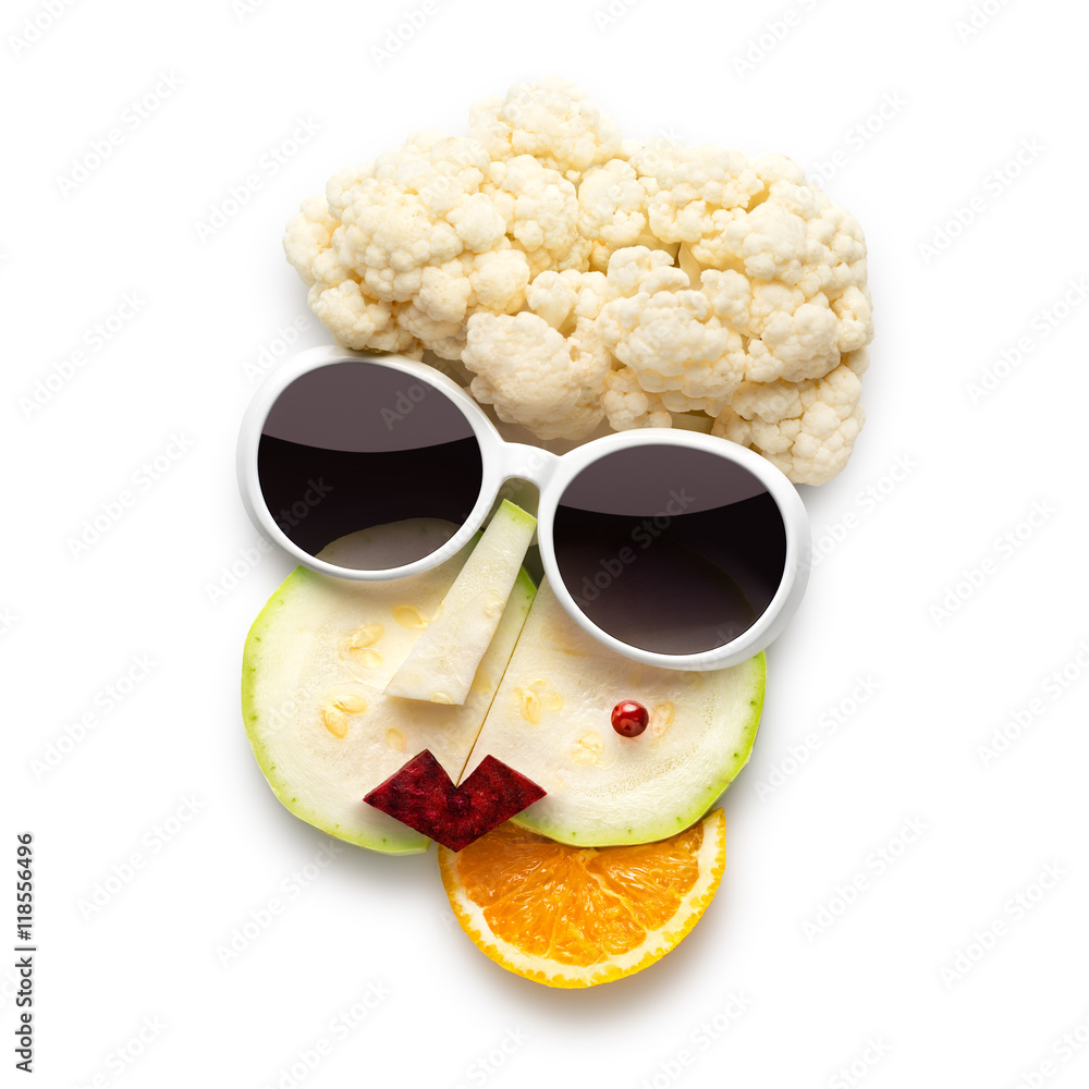 Tasty art / Quirky food concept of cubist style female face in ...