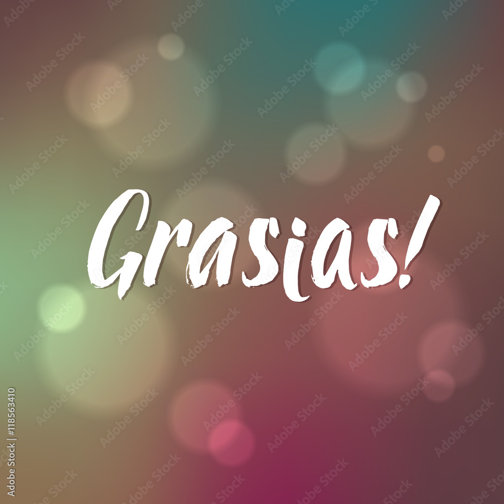 Thank You. Spanish Hand lettering handmade vector calligraphy bokeh ...