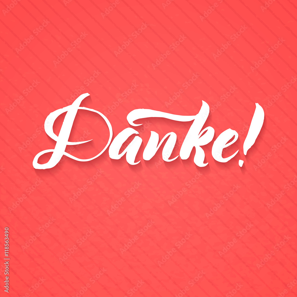 Thank You German Language White Vector Lettering on Pinke Background ...