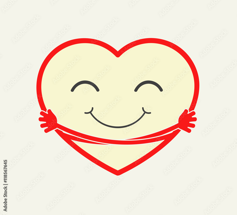 Cartoon heart hugging itself Stock Vector | Adobe Stock