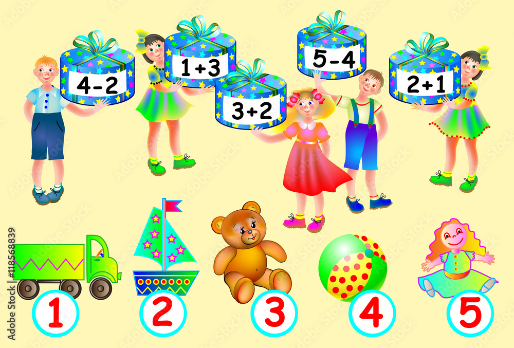 Logic exercise for children. Which gift each child receives? Developing ...
