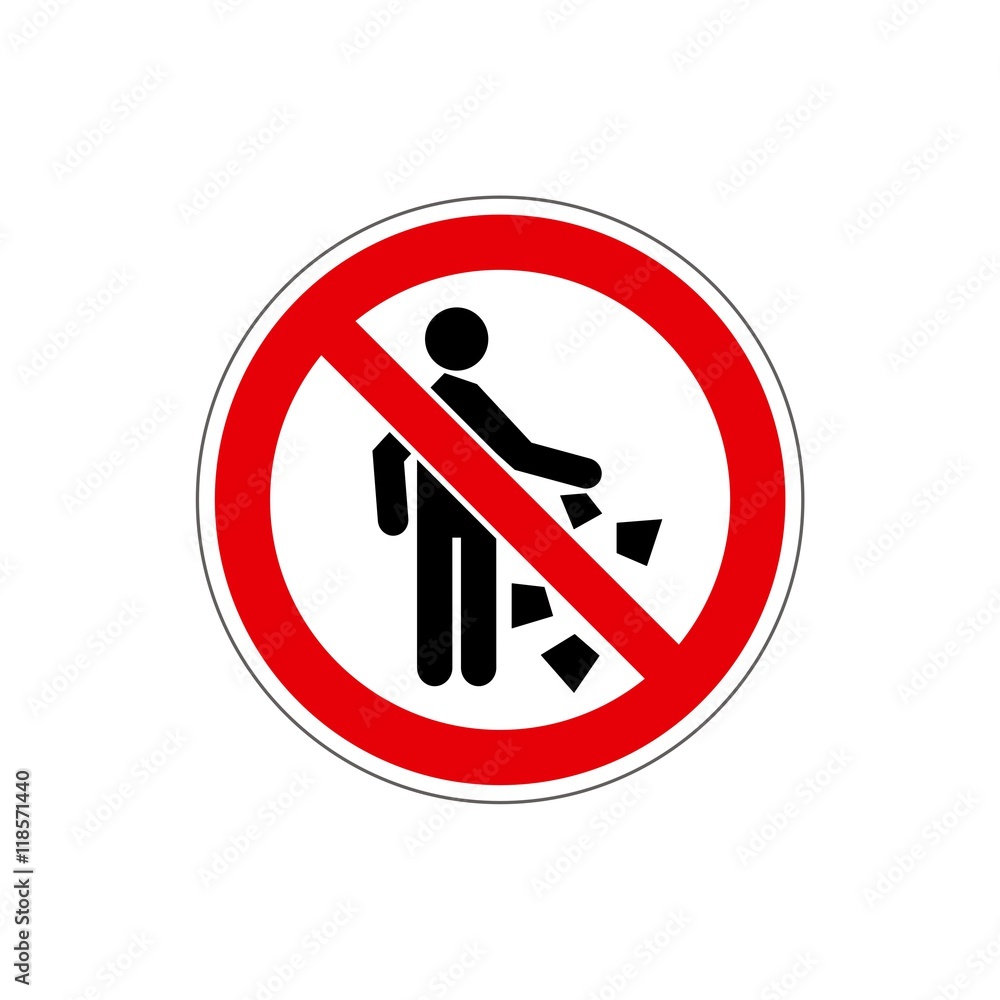 STOP! No. It is forbidden to throw garbage. Vector. The icon with a red ...