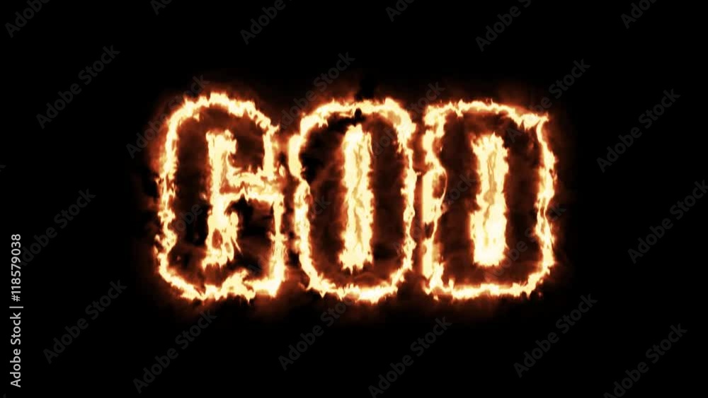 Vidéo Stock God word text from hot burning letters on black background ...