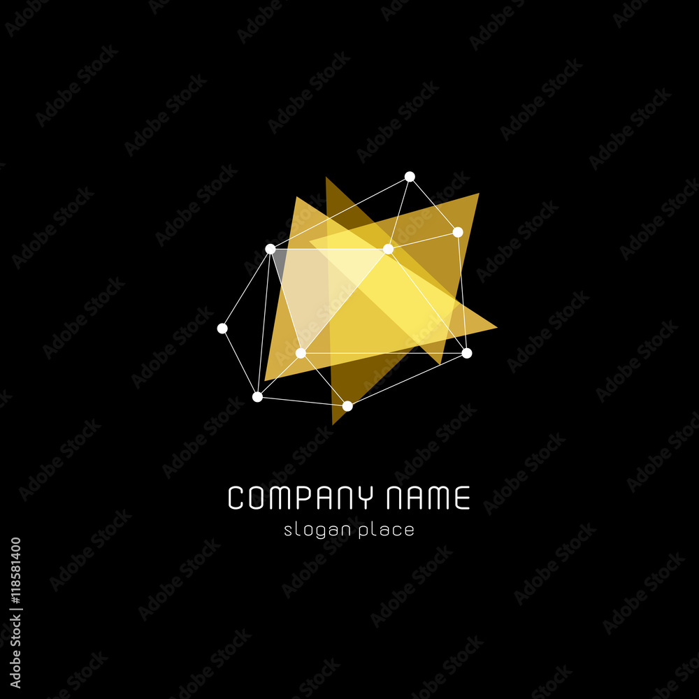 Isolated abstract translucent triangles vector logo. Geometric shape ...