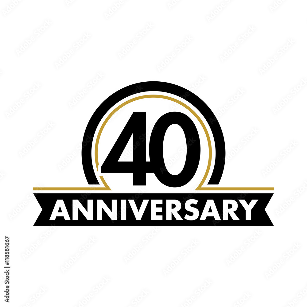 Anniversary vector unusual label. Fortieth anniversary symbol. 40 years ...