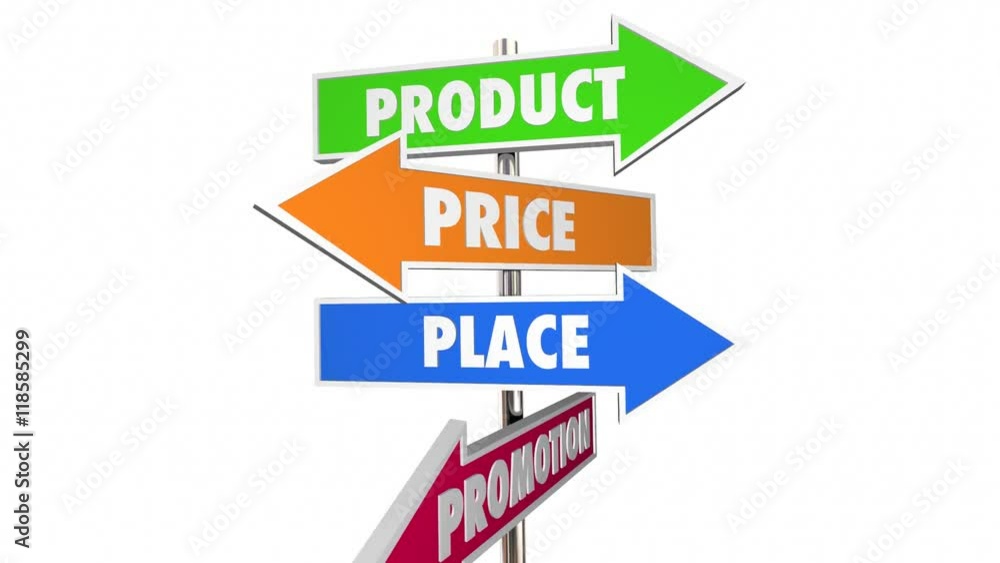 Product Price Place Promotion 4 Ps Marketing Signs 3d Animation Stock ...