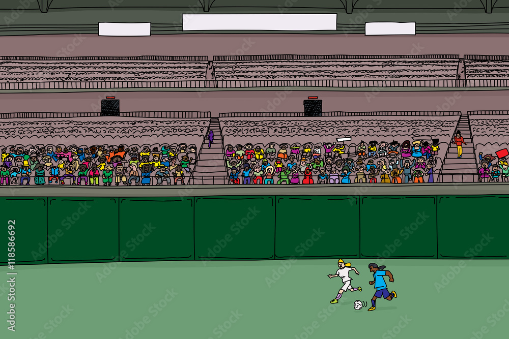 Soccer Players and Diverse Crowd at Stadium Stock Vector | Adobe Stock