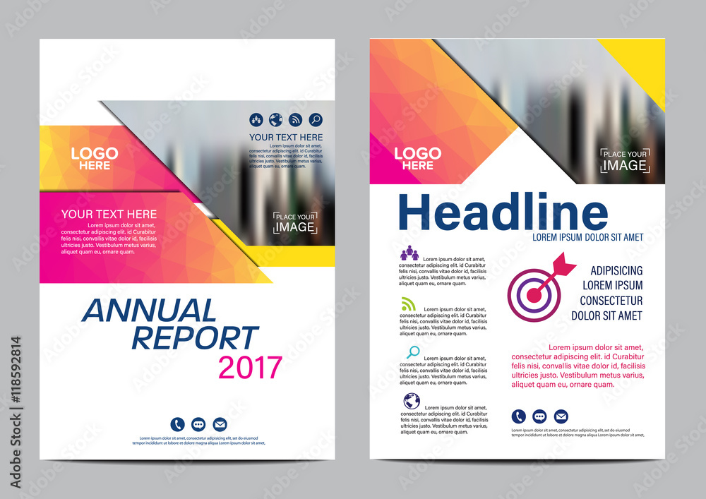 Pink Brochure Layout design template. Annual Report Flyer Leaflet cover ...