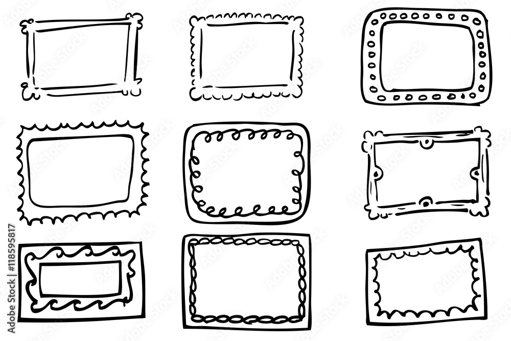 Hand draw sketch outline of Frames, isolated on white Stock ...