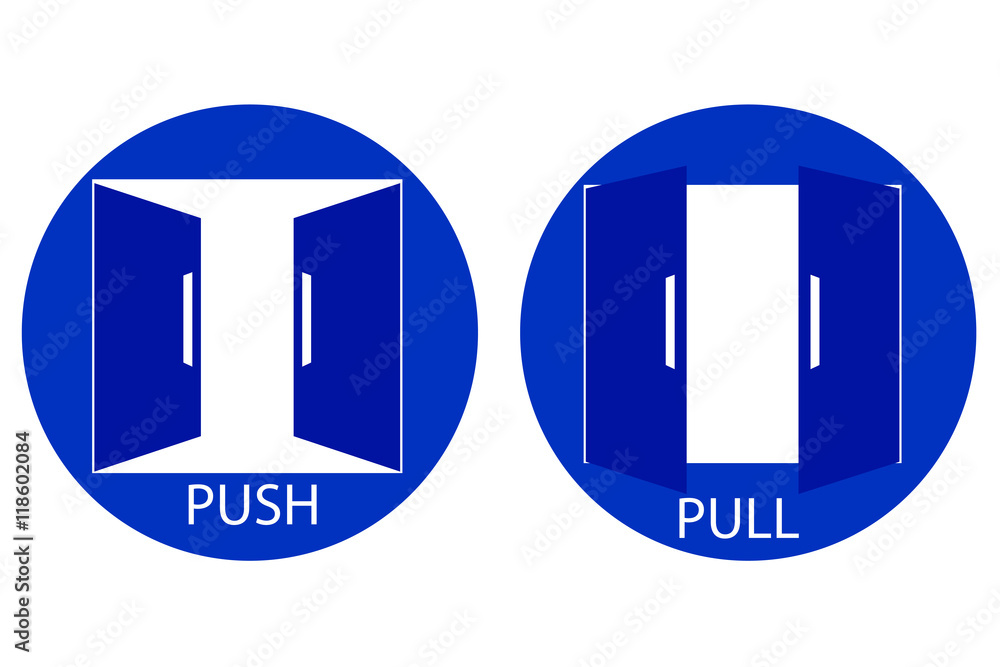 Push and Pull Door Sign Stock Illustration | Adobe Stock