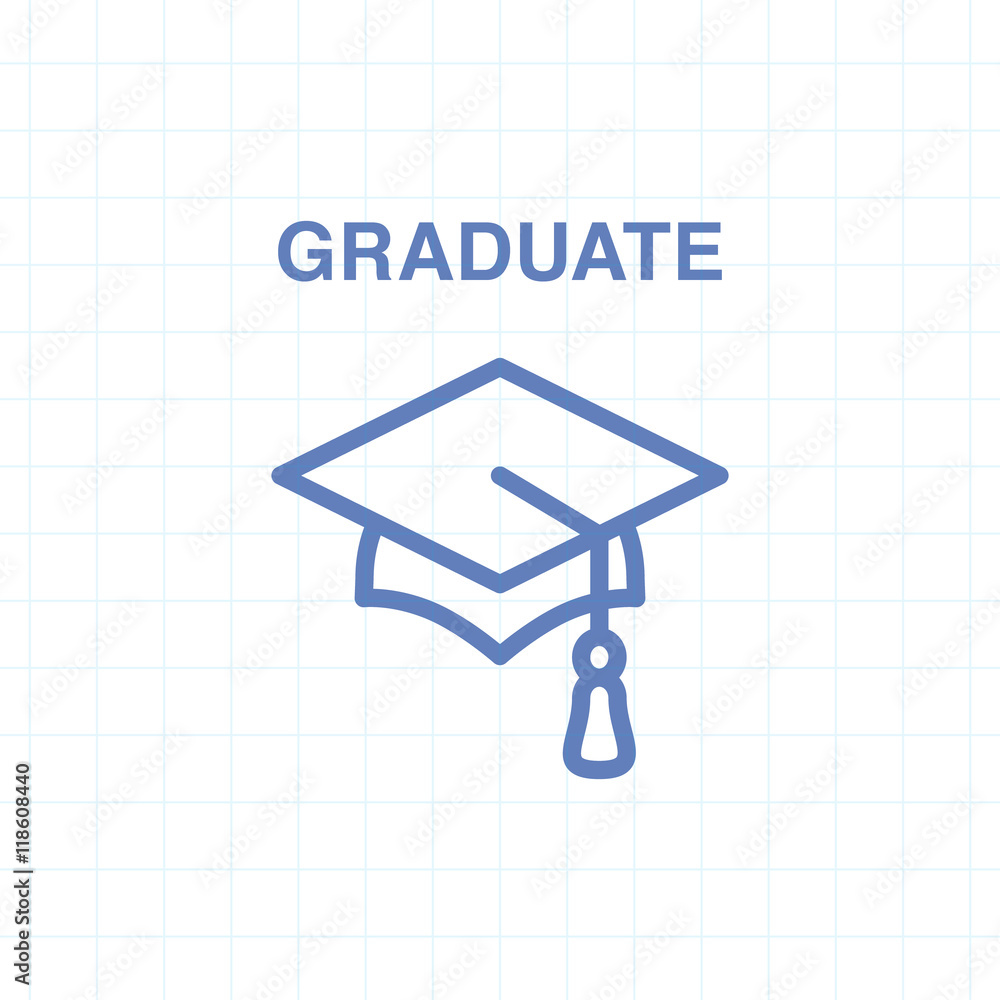 Graduate icon on lined paper background. Stock Vector | Adobe Stock
