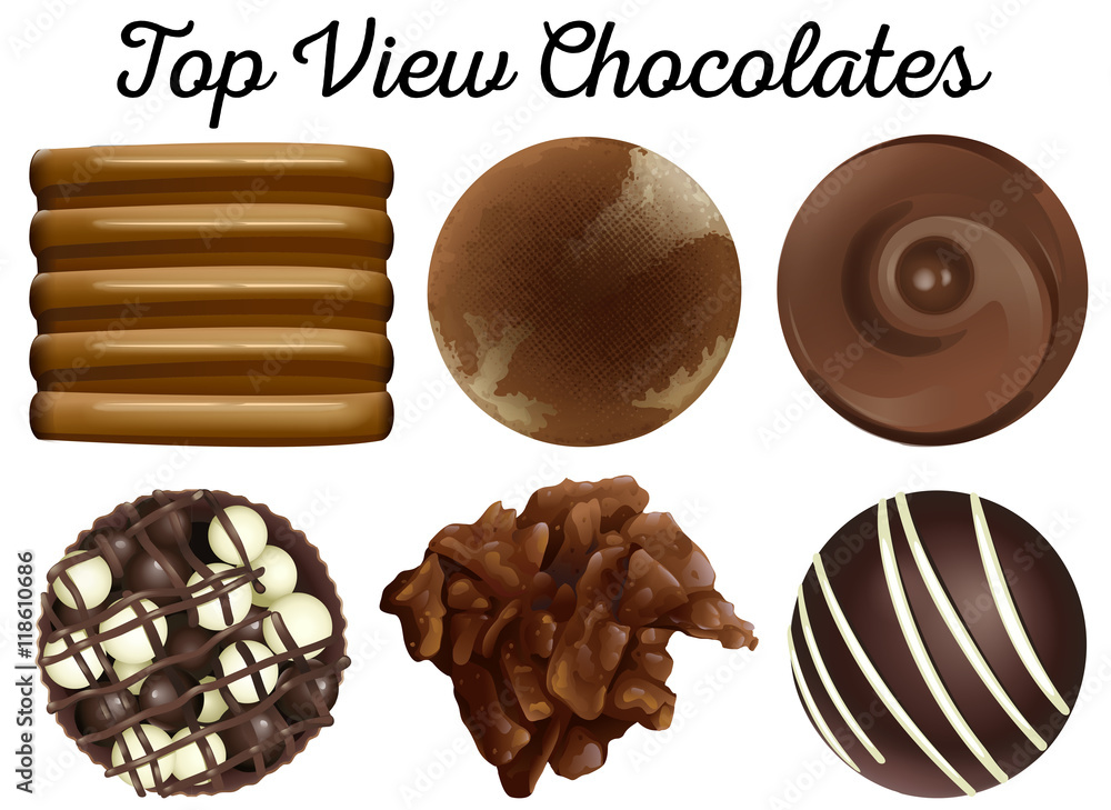 Top view chocolates in different shapes Stock Vector | Adobe Stock