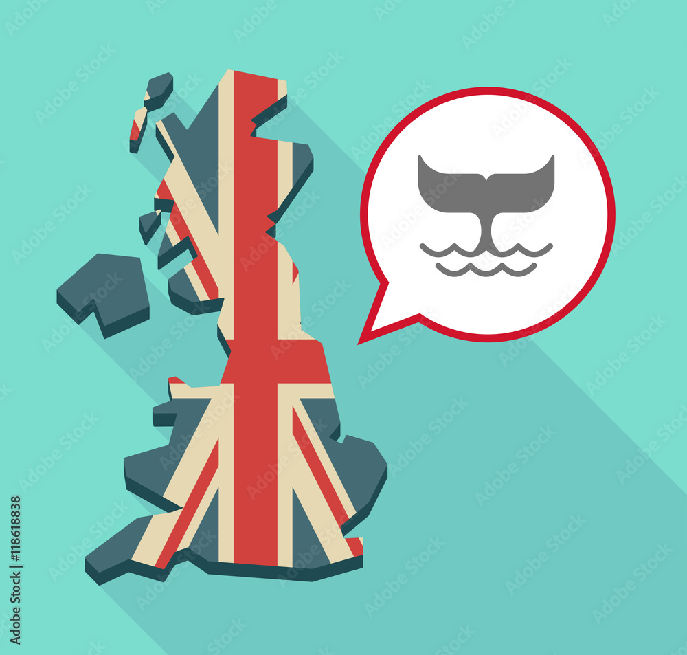 Long shadow United Kingdom map with a comic balloon and a whale Stock ...