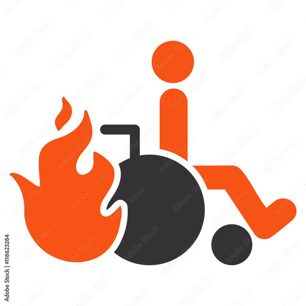 Burn Patient icon. Vector style is bicolor flat iconic symbol with ...