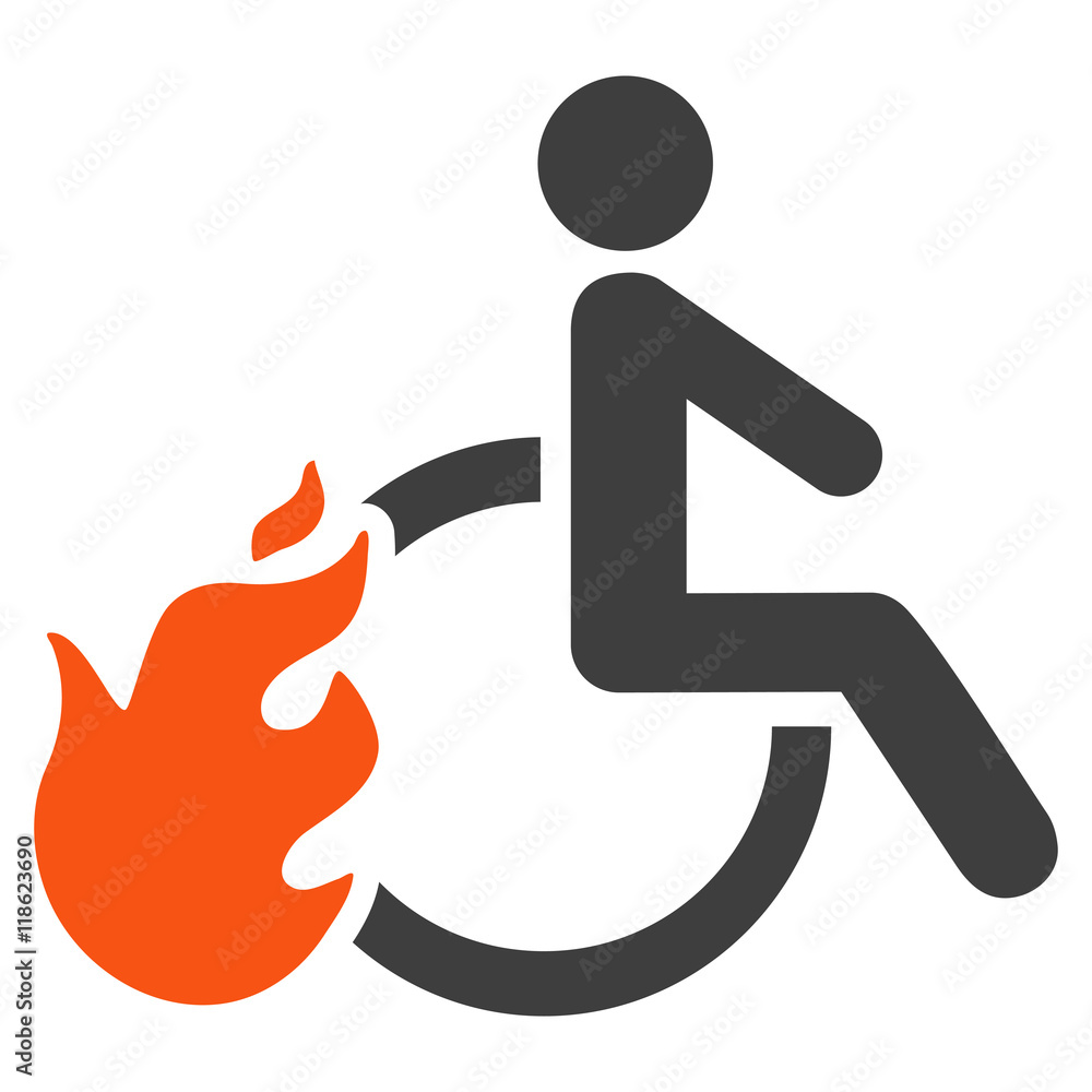 Fired Disabled Person icon. Vector style is bicolor flat iconic symbol ...