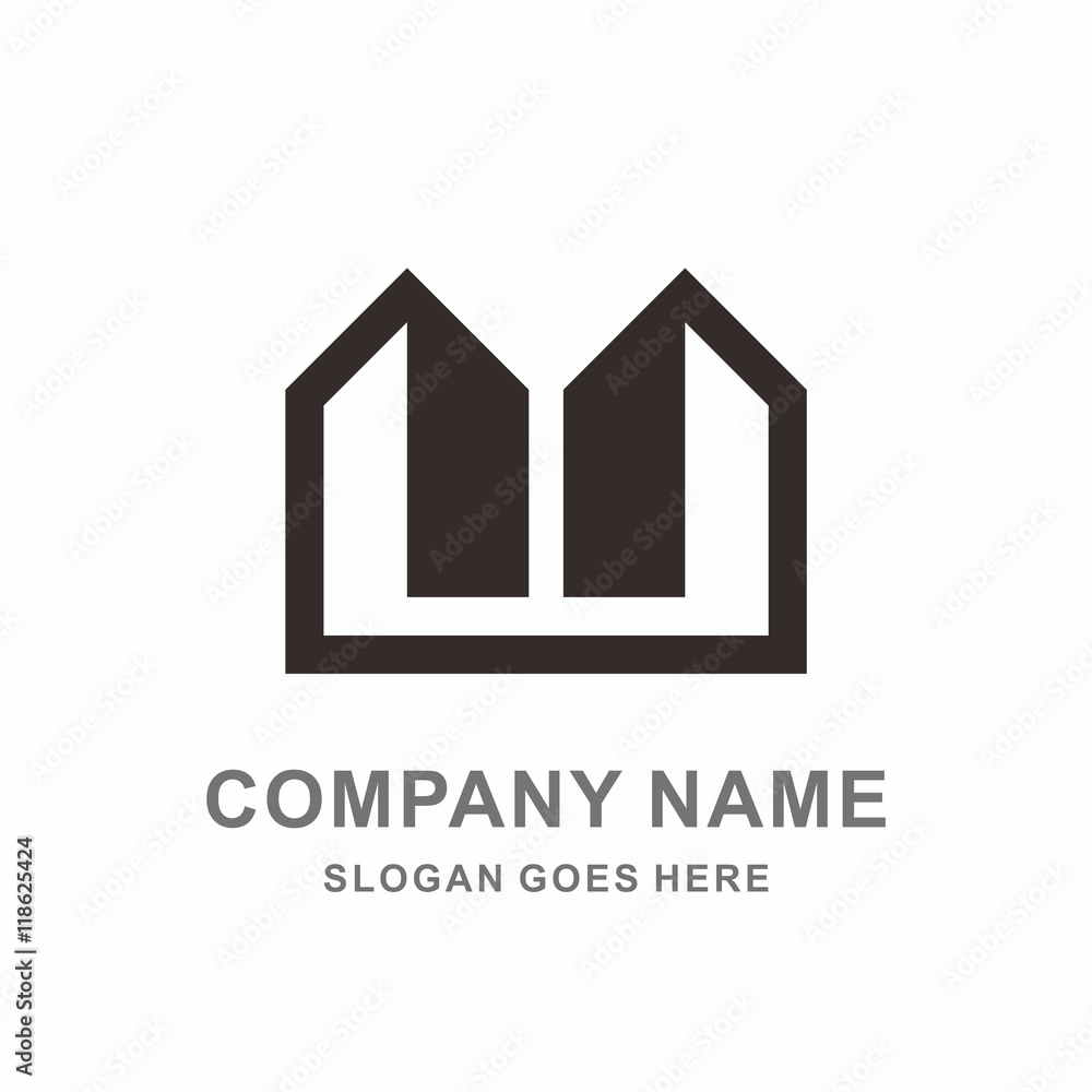 Simple Double Building Shape Architecture Real Estate Interior Vector ...