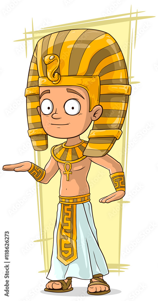 Cartoon young Egyptian Pharaon in golden clothes Stock Vector | Adobe Stock