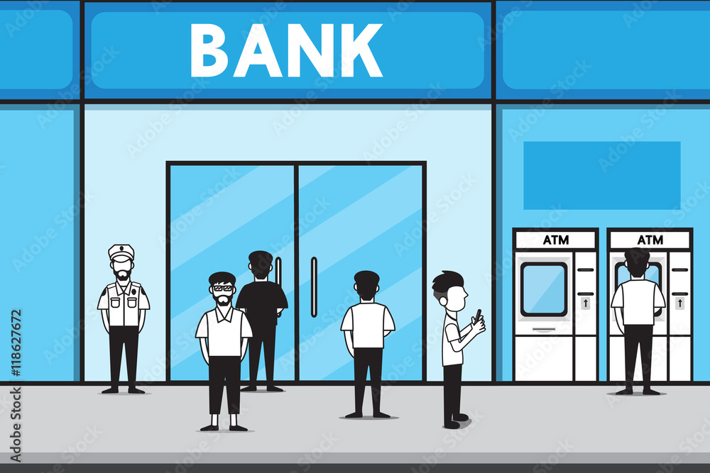 Bank vector cartoon design. Stock Vector | Adobe Stock