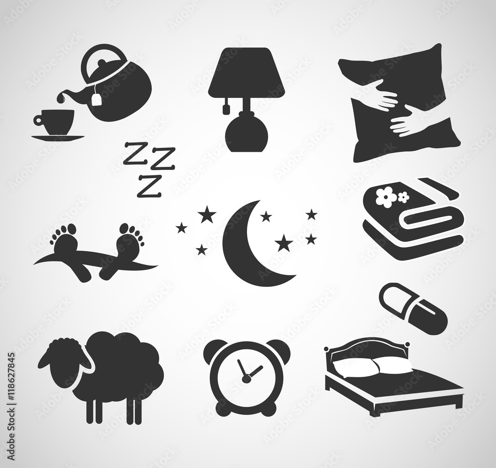 Good night - sleep icon set vector Stock Vector | Adobe Stock