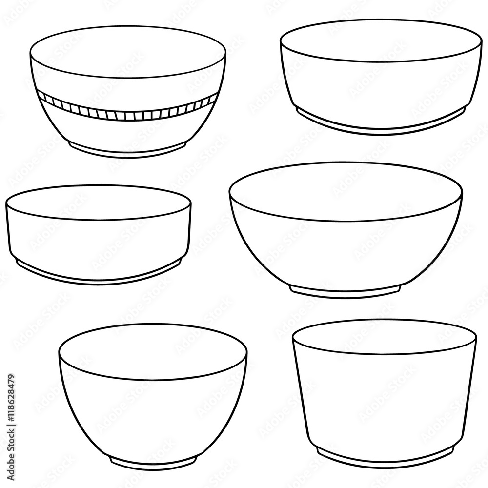 vector set of bowl Stock Vector | Adobe Stock