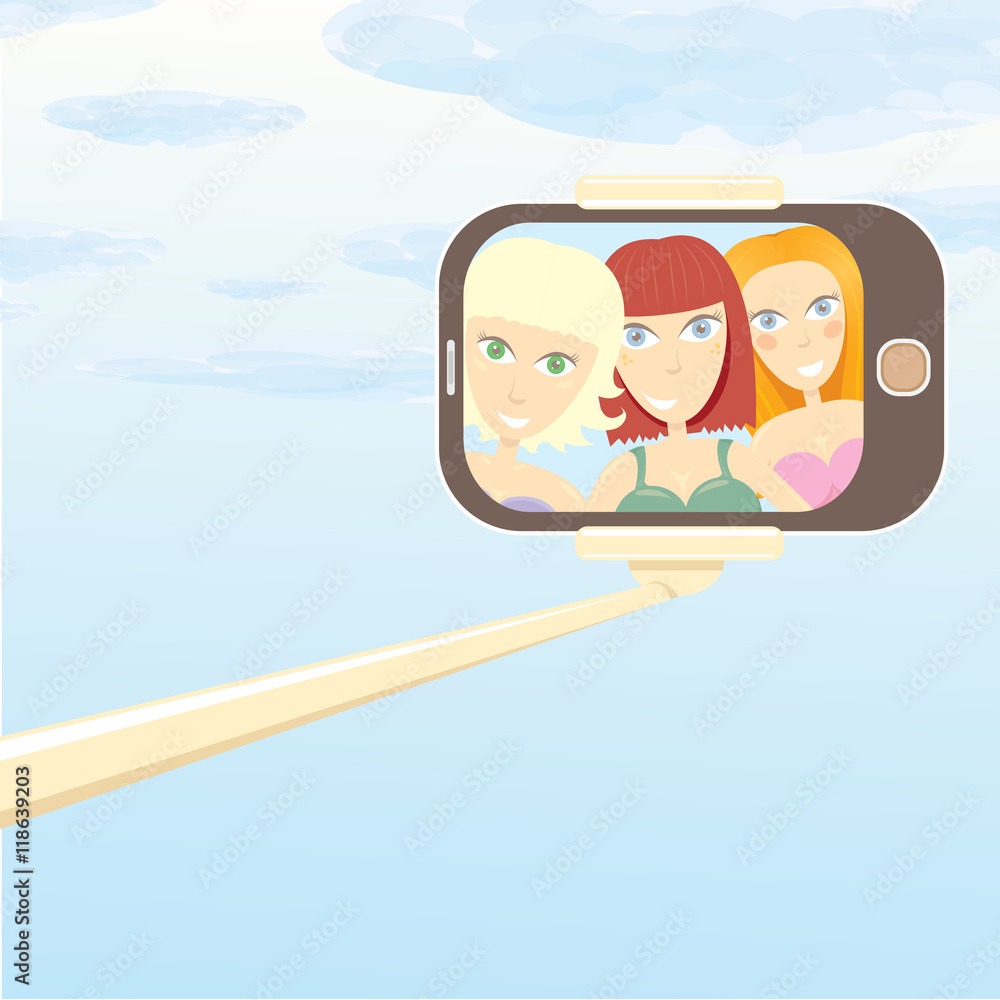 selfie cartoon people vector illustration. Stock Vector | Adobe Stock