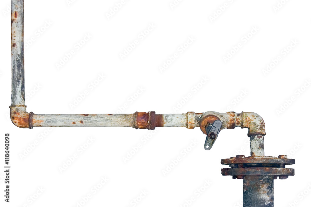 Old rusty pipes, aged weathered isolated grunge rust iron pipeline and ...