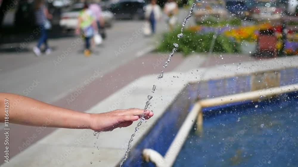 hand playing with jet of water Stock Video | Adobe Stock