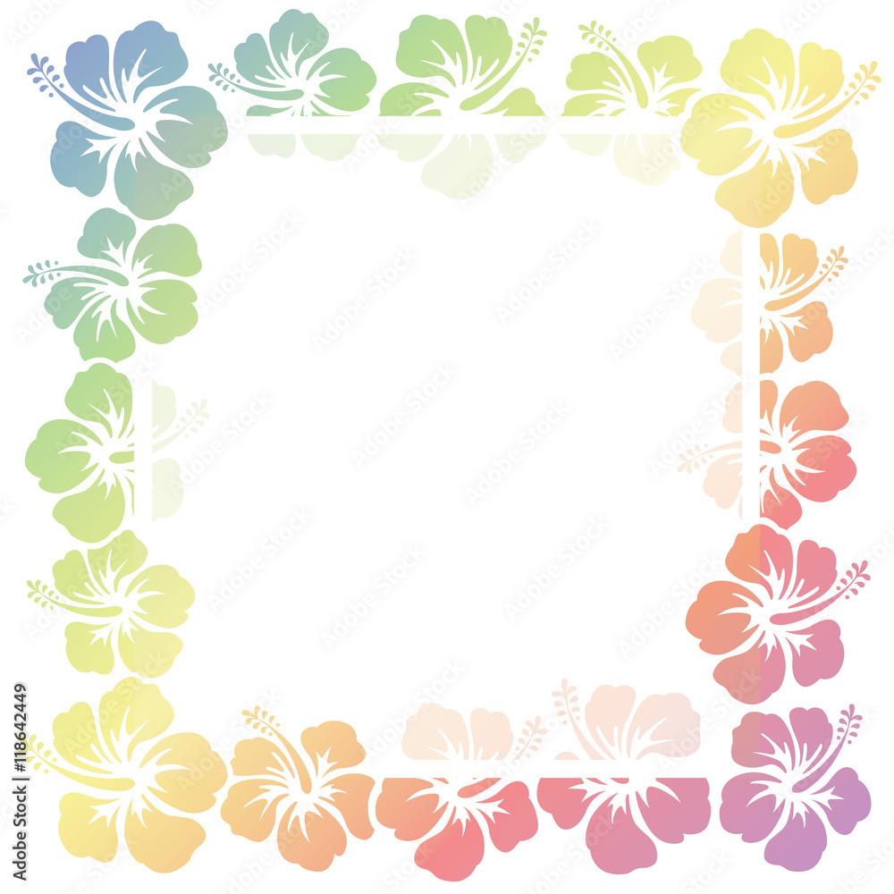hibiscus flowers frame Stock Vector | Adobe Stock
