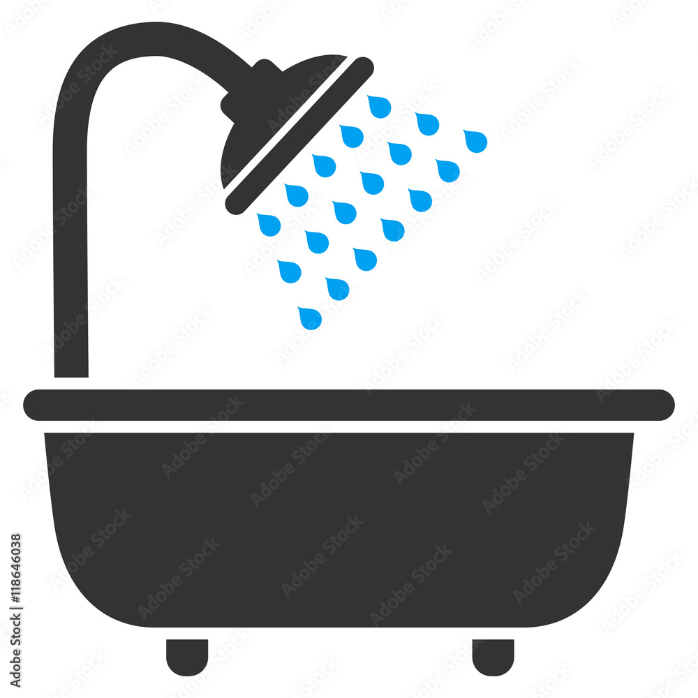 Bath Shower icon. Vector style is bicolor flat iconic symbol with ...