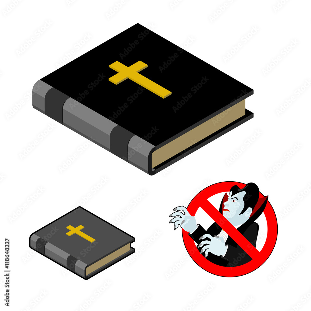 Holy Bible against vampires. Ban Dracula. Anti Vampire tool. Des Stock ...