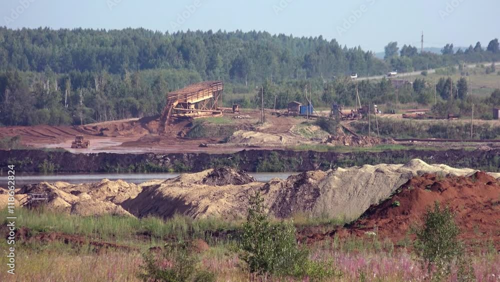 Industrial landscape. Gold mining in Ural mountains near Nevyansk ...