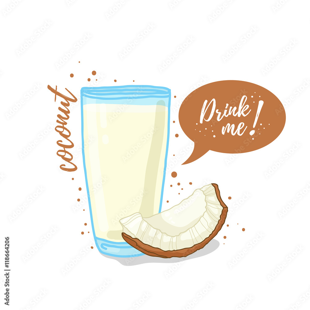Design Template banner, poster, icons coconut smoothies. Illustration ...