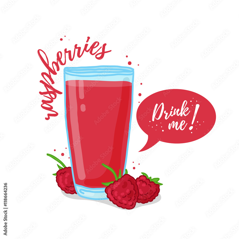 Design Template banner, poster, icons raspberries smoothies ...