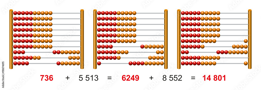 European abacus counting frame sample calculation. Calculating tool ...