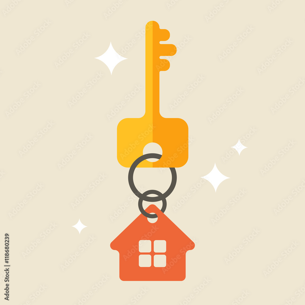 House keys with Red House Key chain Stock Vector | Adobe Stock