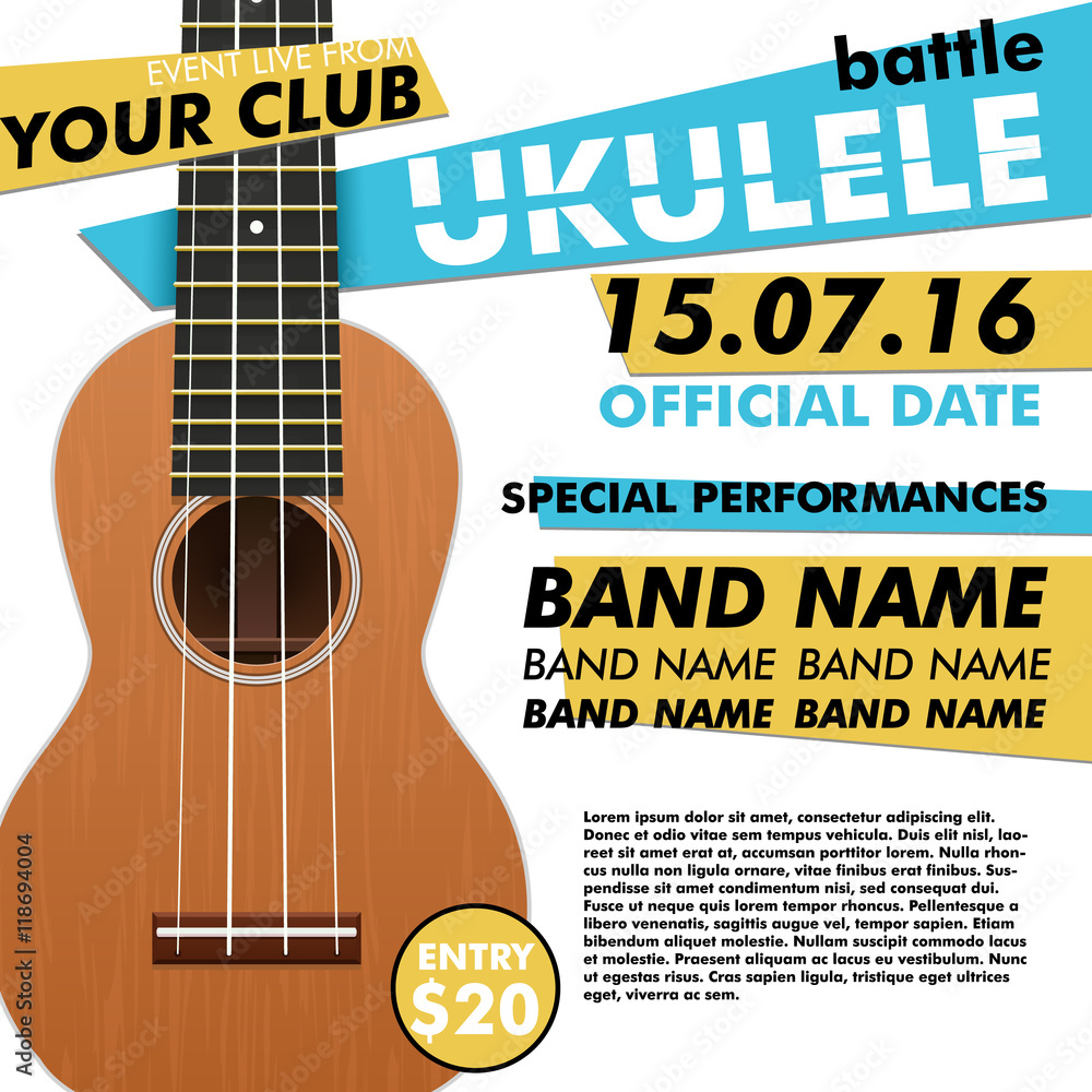 Ukulele show poster for your design / ukulele battle / live concert ...